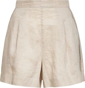 MC2 Saint Barth Femme, Shorts, Beige, Taille: 42 FR Linen Holed 11 Emb Shorts