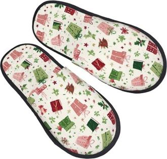 Generic Pantoufles roses et vertes pour femme et homme - Cadeaux de No&euml;l - Antid&eacute;rapantes - Confortables - En mousse &agrave; m&eacute;moire de forme - Pour chambre &agrave; couch