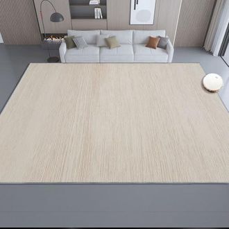 Generic Tapis de Salon Lavable - Antidérapant à Poils Courts Doux Chambre Poil Ras Tapis Lignes Rustiques Minimalistes, Beige pour Salle à Manger Chambre denf