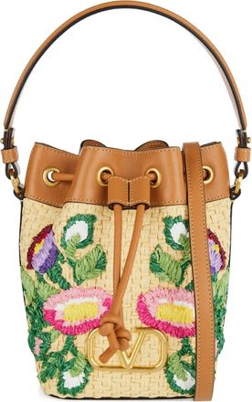 Valentino Garavani sac seau à fleurs brodées - Tons neutres
