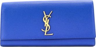 Saint Laurent Classic Monogram Metallic Calfskin Long clutch bag - Blau