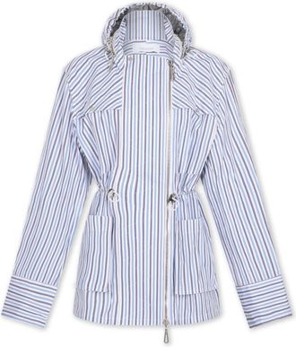 Paco Rabanne Femme, Manteaux, Bleu, Taille: 40 FR Parka &agrave; capuche en popeline de coton