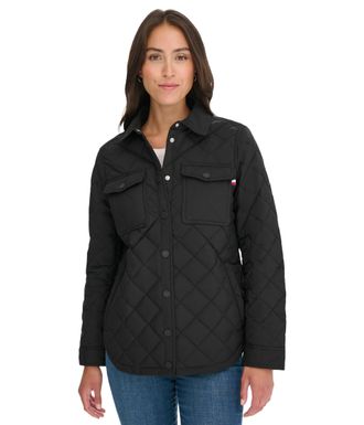 Tommy Hilfiger Alltags-Übergangs-Shacket für Damen, Schwarz, XL