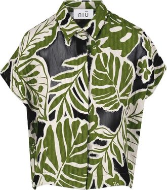 Ni&ugrave; Niu, Femme, Blouses et Chemises, Multicolore, Taille: 40 FR Jungle Print Blouse