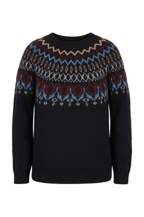 Ulla Popken Strickpullover Norweger-Pullover Rundhalsausschnitt Langarm