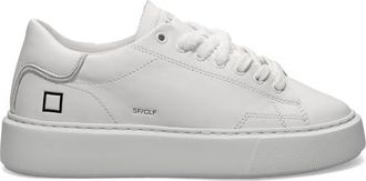 D.A.T.E. Baskets Femme Boule en Cuir Blanc avec Double Lacets - Boule W 441-SF-CA-WH - Taille 36, Blanc, 38 EU