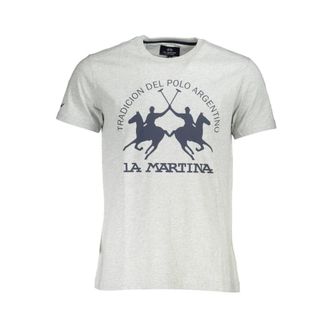 La Martina Braunes Baumwoll Herren T-Shirt mit Druck - - Tops - Herren - Grau - M