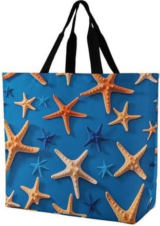Generic Fond Bleu Avec De Nombreuses &Eacute;toiles De Mer Sac Fourre-Tout Imperm&eacute;able Sacs L&eacute;ger Sac Courses Pour Shopping Plage Quotidienne