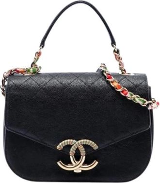 Chanel Pre-owned Vintage Quilted Caviar Leather Satchel - Femme - Pre-owned - Noir - Taille: ONE Size