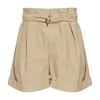 Balmain Baumwoll- und Leinen-Bermudashorts mit T-Stangen-G&uuml;rtel - - Shorts - Herren - Beige - L