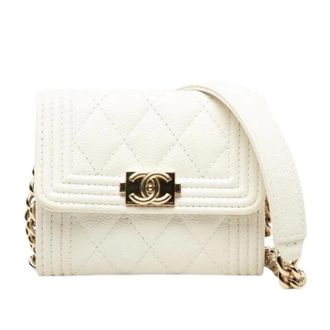 Chanel Sac bandouli&egrave;re Pre-owned Boy en cuir caviar - Femme - Pre-owned - Blanc - Taille: ONE Size