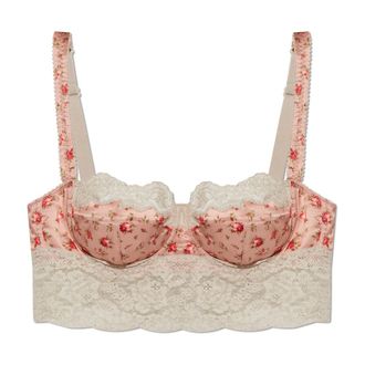 Dolce & Gabbana Femme, Sous-v&ecirc;tements, Beige, Taille: 95B FR Balconnet en satin et dentelle &agrave; petit imprim&eacute; de roses