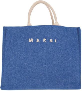 Marni Shopper & Totes - Rectangular Denim Tote Bag With Design - Gr. unisize - in Blau - für Damen