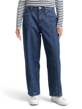 Tom Tailor Damen 1048109 TTADEA Barrel Jeans mit Verstellbarer Beinöffnung, 10114-Clean Dark Stone Blue Denim, L