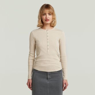 G-Star Henley Slim T-Shirt - Beige - Damen
