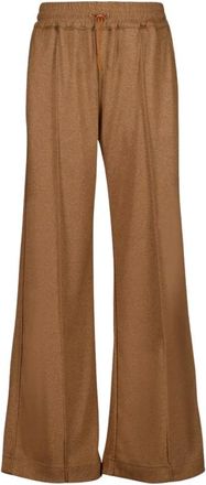 120% Lino Femme, Pantalons, Brun, Taille: 38 FR Pantalon large en laine Teddy et cachemire