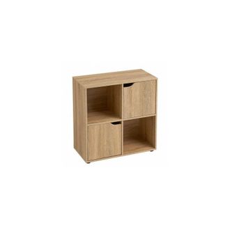 Wadiga Étagère Basse en Bois 4 Casiers 2 Portes - 60x29.5x61.5cm