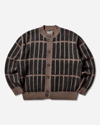 Cav Empt Men s Rectangular Bar Knit Cardigan Brown