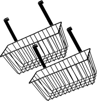 SOLUSTRE 2 St&uuml;ck H&auml;ngekorb aus Draht Schwarzes K&uuml;chenregal und Badezimmerkorb Wasserabweisend Gro&szlig;er Stauraum Multifunktional f&uuml;r Gew&uuml;rze und Toilettenartikel
