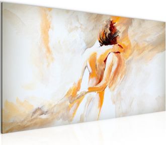 Runa Art Wandbild Abstrakt 100L x 40B cm Modern Bild auf Vlies Leinwand Orange Grau Wohnzimmer Schlafzimmer B&uuml;ro Liebespaar Umarmung 051012a
