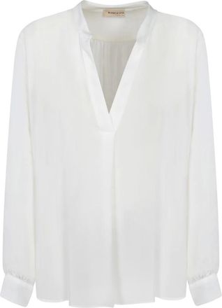 Blanca Vita Femme, Blouses et Chemises, Blanc, Taille: 44 FR Blouse &agrave; manches longues et col en V