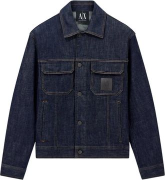A|X Armani Exchange Homme, Vestes, Bleu, Taille: S Veste Trucker en Denim