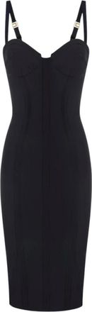 Elisabetta Franchi Femme, Robes, Noir, Taille: 42 FR Robe avec D&eacute;tails de Bord Franc