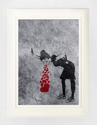1art1 Streetart Poster Lovesick Girl, Banksy Gerahmtes Bild Mit Edlem Passepartout | Wand-Bilder | Im Bilderrahmen 40x30 cm