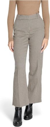 Only Only, Femme, Pantalons, Beige, Taille: 44 FR L32 Pantalon Taille Haute Houndstooth