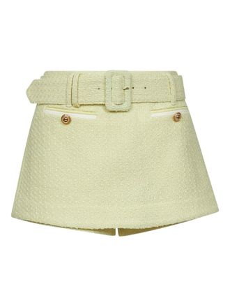 Self Portrait short à taille ceinturée - Jaune