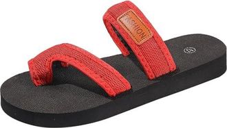 Generic Pantoufles pour femme - D&eacute;contract&eacute;es - Bout ouvert - Chaussures plates et confortables - Chaussures de plage, rouge, 37 EU