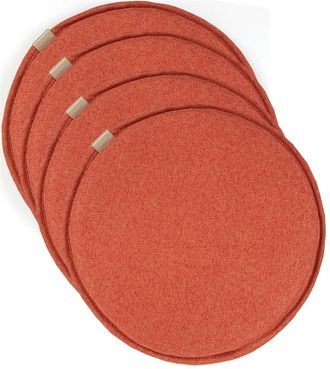 Generic Stuhlkissen f&uuml;r Esszimmerst&uuml;hle, 1/2/4er-Pack, runde Stuhlkissen mit B&auml;ndern, runde Hockerkissen, Sitzkissen f&uuml;r Barhocker, Stuhlkissen (Goldorange, 4