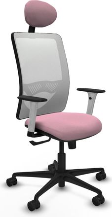 Piqueras y Crespo Computerstuhl Rosa Zulema mit wei&szlig;en und schwarzen Armlehnen, h&ouml;henverstellbare Lendenwirbelst&uuml;tze und festes Kopfteil, ausgestattet mit 3 Positionen,