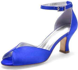 Generic Chaussures De Mariage Femme Mode Bout Ouvert Chaussures De Mariée Talons Bas Chaussures Mariage Sandales Talons Hauts 6.5Cm,Bleu,42 EU