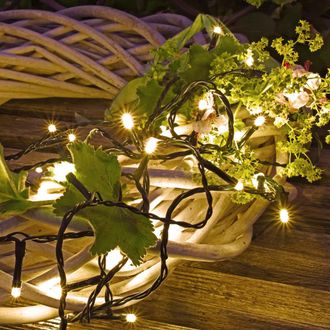 Hellum LED Lichterkette au&szlig;en, 96 LEDs, Lichterkette mit Batterie (nicht inkl.), Timer und 8 wechselbaren Modi, Terassenbeleuchtung warmwei&szlig;, Gesamtl&auml;nge 9,5