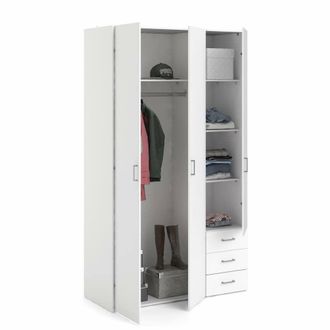 Tvilum Kleiderschrank mit drei T&uuml;ren und drei Schubladen, Farbe Wei&szlig;, Ma&szlig;e 115 x 200 x 49 cm