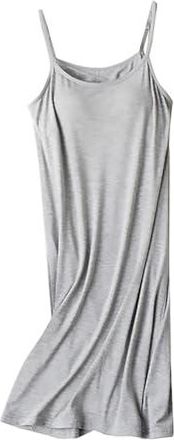 Generic Chemise de nuit pour femme en coton doux - Chemise de nuit douce avec soutien-gorge intégré - Bretelles spaghetti - Chemise de nuit décontractée et co