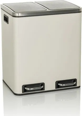 hjh OFFICE Collecteur de d&eacute;chets / syst&egrave;me de tri s&eacute;lectif Clean 9 - 30L (2 x 15 L) acier beige hjh OFFICE