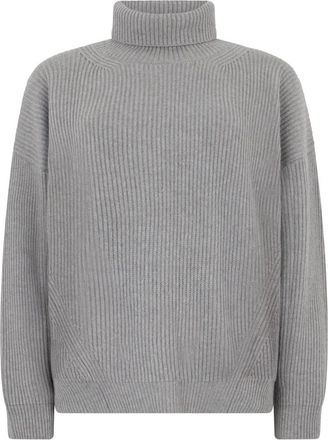 PESERICO Femme, Pulls, Gris, Taille: 38 FR Pull &agrave; Col Montant Oversize