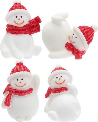 Cabilock 4 x Deko Figur Schneemann mit Wintermütze,Polystein weiß mit bunten Mützen,Schneemänner Figuren Geschenkdeko Winter Weihnachten