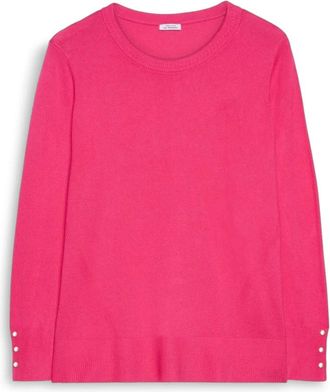 Fiorella Rubino Femme, Pulls, Rose, Taille: 42 FR Pull ras du cou avec poignets boutonn&eacute;s