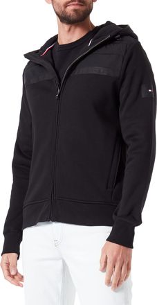 Tommy Hilfiger Herren Hoodie mit Rei&szlig;verschluss Mix Media Zipper, Schwarz (Black), 3XL