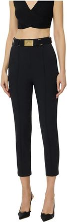 Elisabetta Franchi Femme, Pantalons, Noir, Taille: 44 FR Cropped Pantalons