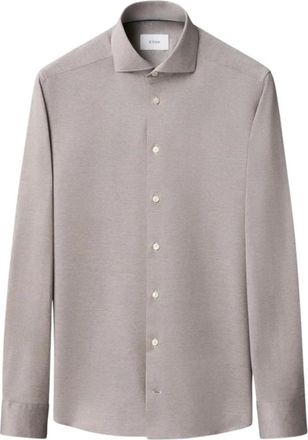 Eton Homme, Chemises, Gris, Taille: 6XL Filo di Scozia Jacquard Knit Shirt