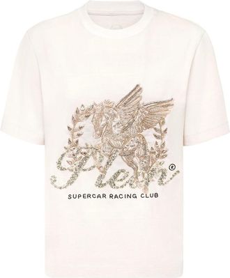 Philipp Plein Jersey T-Shirt Rundhals SS Unicorn - - Tops - Damen - Beige - M