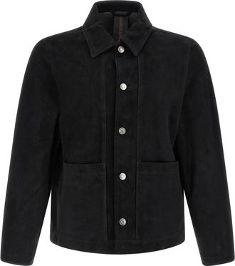 Giorgio Brato Homme, Vestes, Noir, Taille: 3XL Fiore Suede Jacket