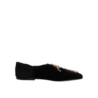 Dolce & Gabbana Schwarze Samtverzierte Loafer Slip On Schuhe - - Shoes - Herren - Schwarzk - 43 EU