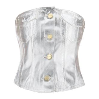 Ganni Corset-Denim-Top - - Tops - Damen - Wei&szlig; - M