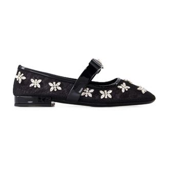 Versace Womens Gianni Ribbon Flat Black Calfskin