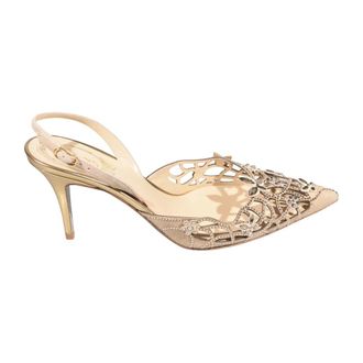 Rene Caovilla Femme, Chaussures, Beige, Taille: 38 1/2 EU Eden Gold Slingback 80